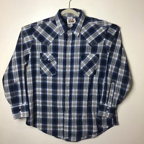 Ely Cattleman | Shirts | Ely Cattleman Ls Pearl Snap Cowboy Blue ...